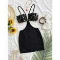 Black Womens Sequin Halter Backless Mini Dress With Honeycomb Mesh ...