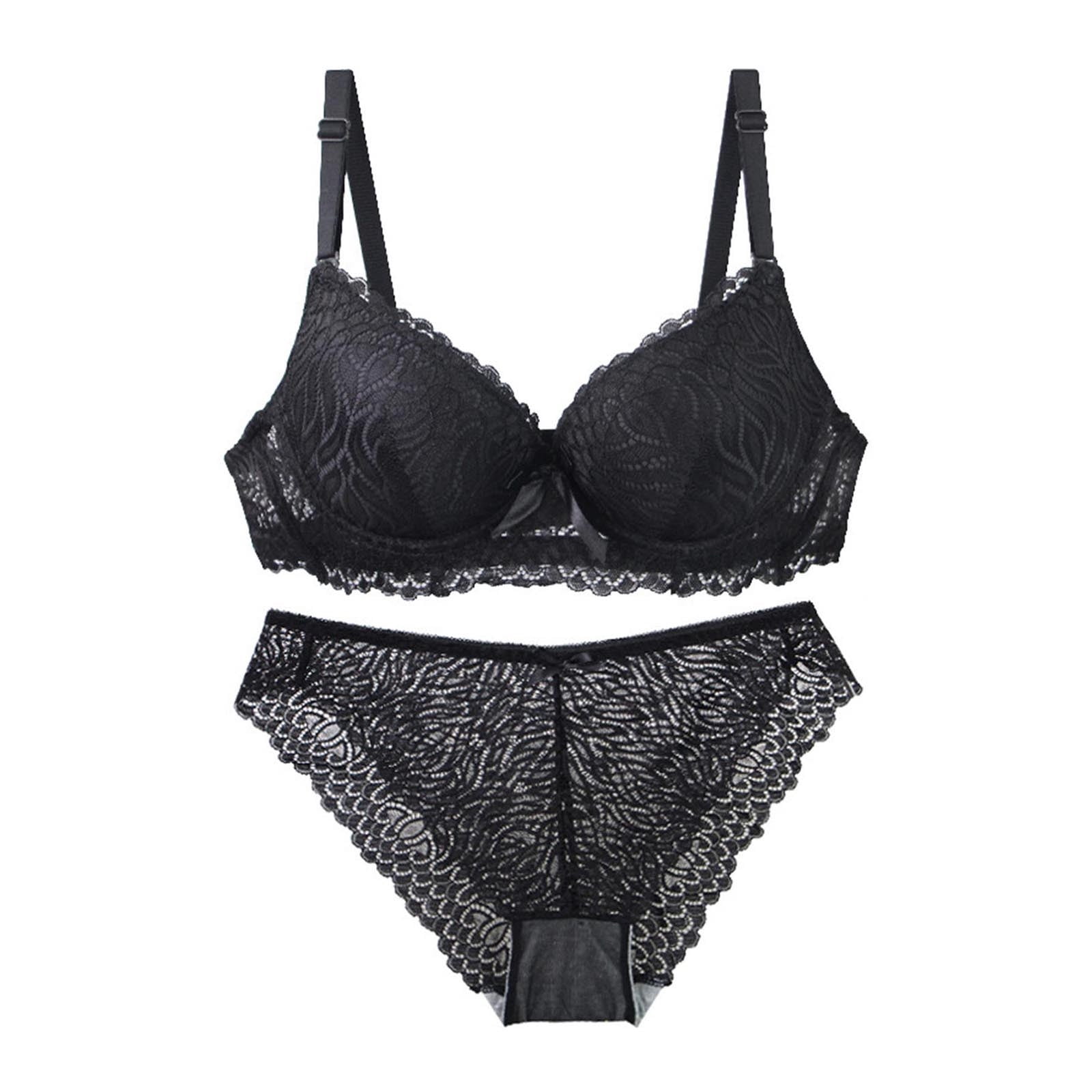 Black Womens Solid Color Underwire Push Up Bra With Anti Sagging ...