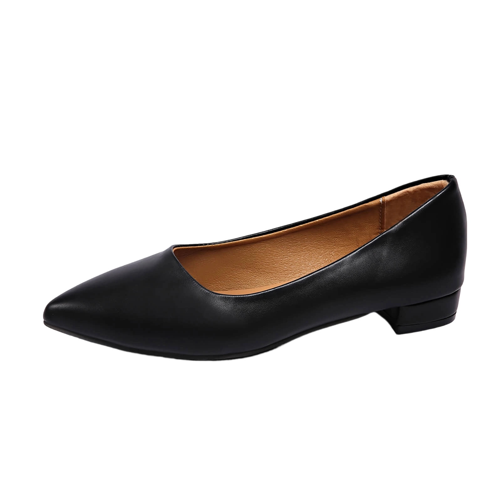 Black Womens Spring Summer Casual Low Heel Thick Heel Comfort Pointed ...