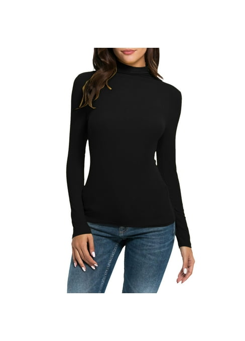 Clearance! Cqxid525 Women's T-Shirts Women Casual Solid Long Sleeve Mock Turtleneck Blouse Tops ...