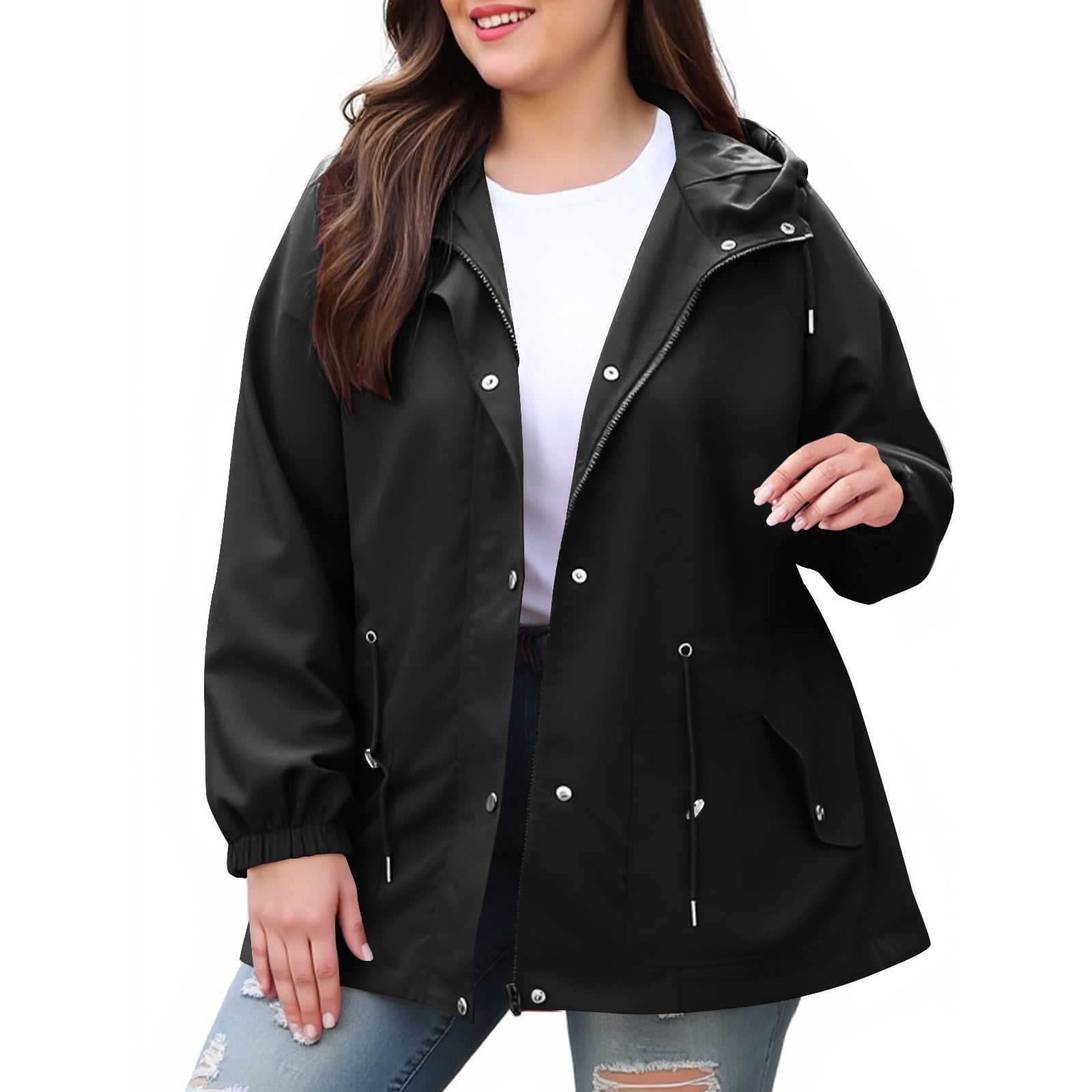 Black Womens Work Out Gym Hiking Jogger Going Out Jacket Hoodies Trench ...