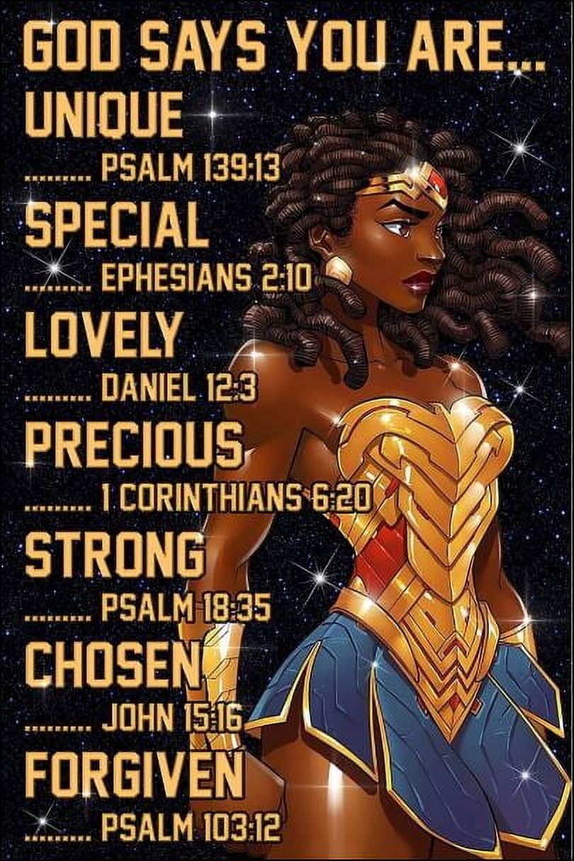 Black Wonder Woman God says you are unique poster 16 x 24 Inch Poster ...