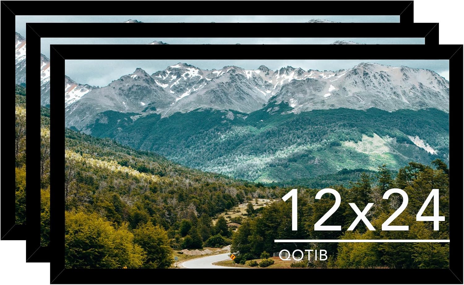 Black Wood 12x24 Picture Frame for Wall Hanging, 12 X 24 Photo Frame ...