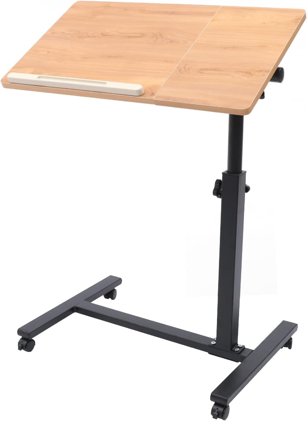 Black Wood Adjustable Computer Desk Laptop Table Home Office Rolling ...