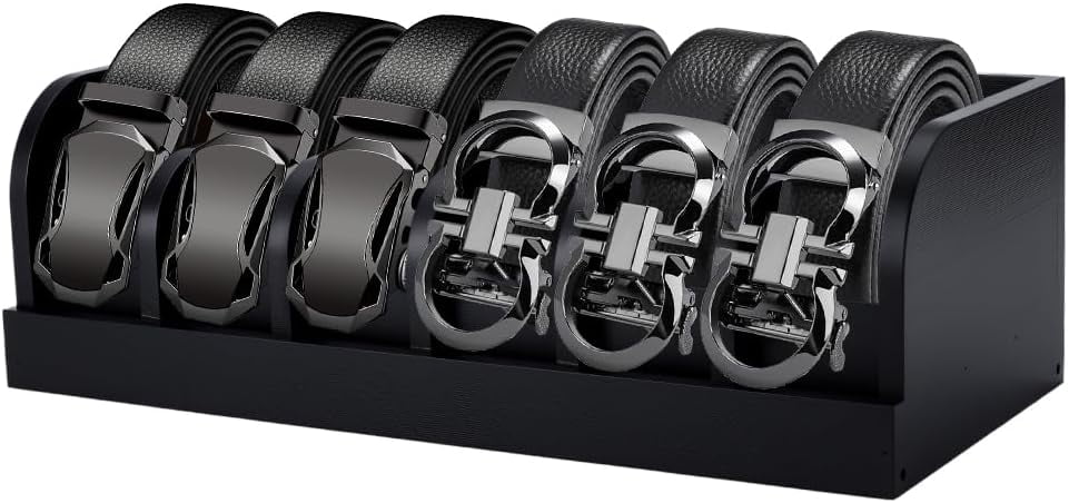 Black Wood Belts Organizer Box 35cm Belt Organizer Tie and Belt Storage ...