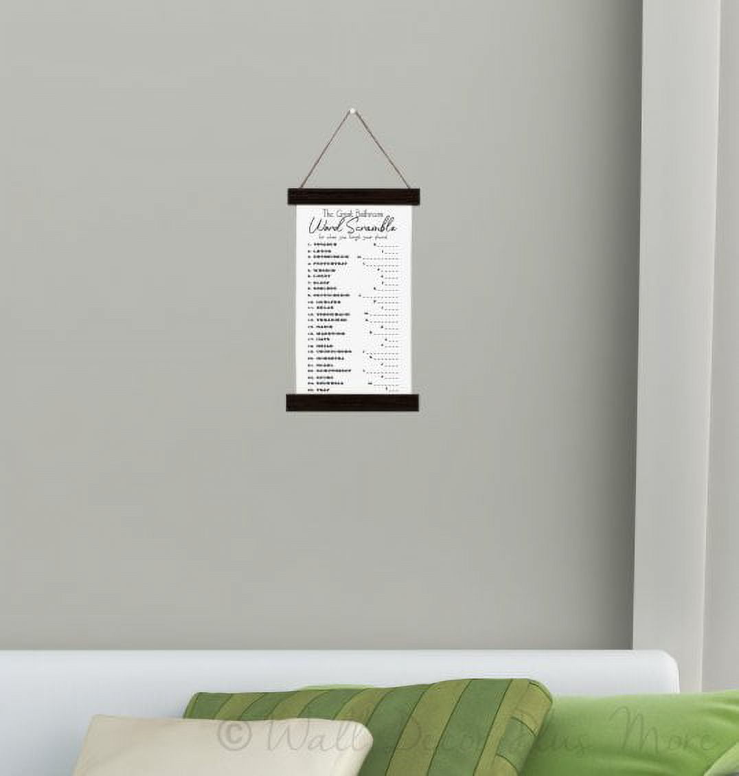 Black Wood, Canvas Bathroom Wall Sign Word Scramble Puzzle Fun Décor ...