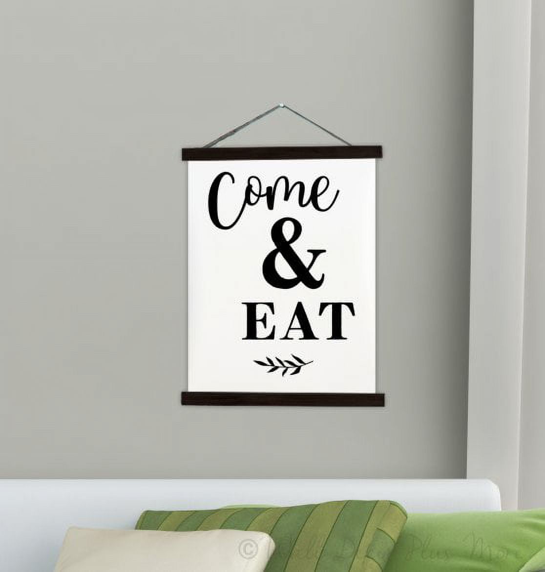 Black Wood, Canvas Kitchen Sign Wall Hanging Art Décor Come & Eat ...