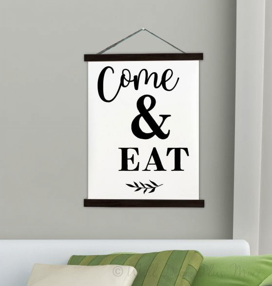 Black Wood, Canvas Kitchen Sign Wall Hanging Art Décor Come & Eat ...