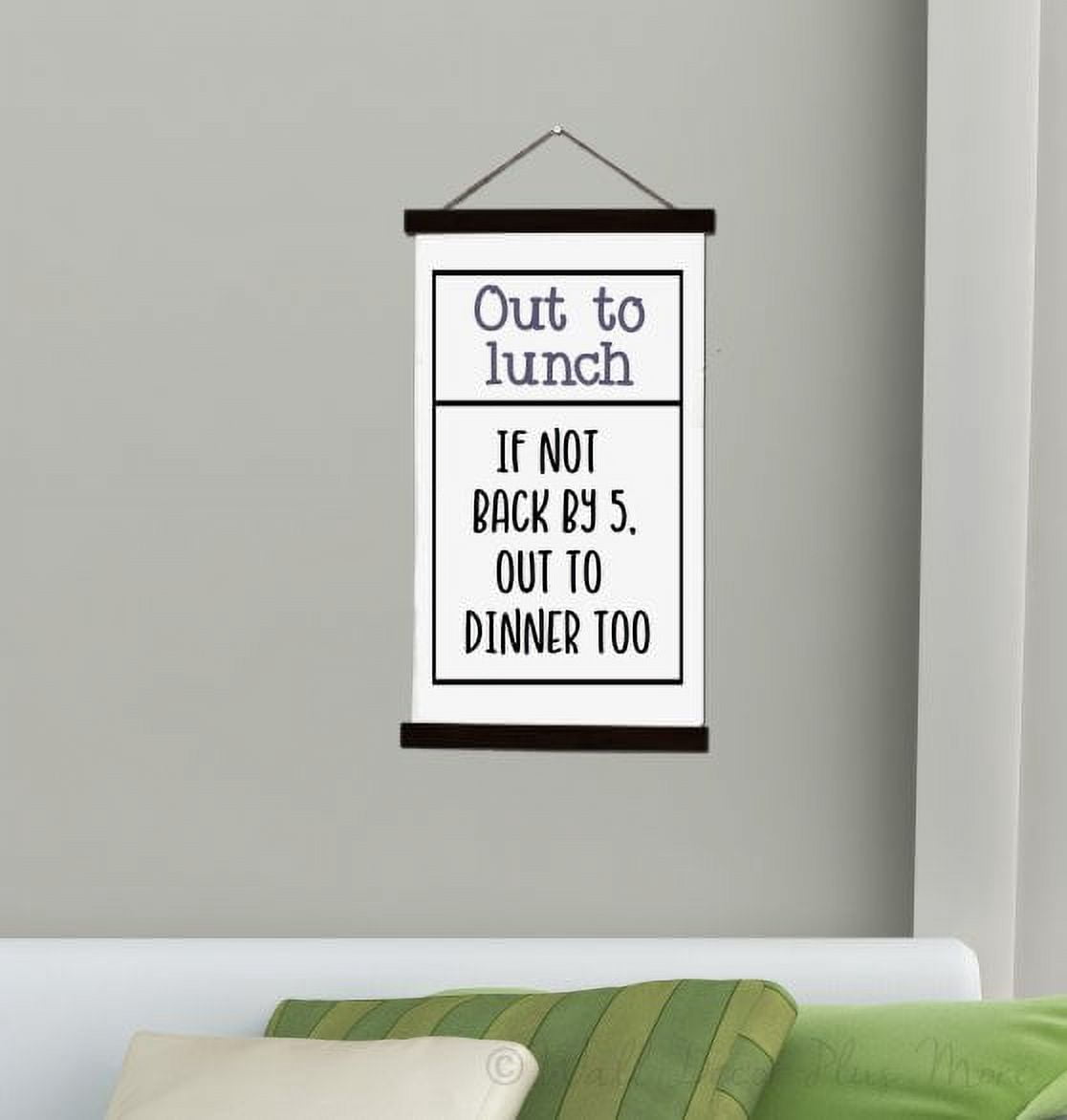 Black Wood, Canvas Print Wall Hanging Sign Out to Lunch or Dinner Quote ...