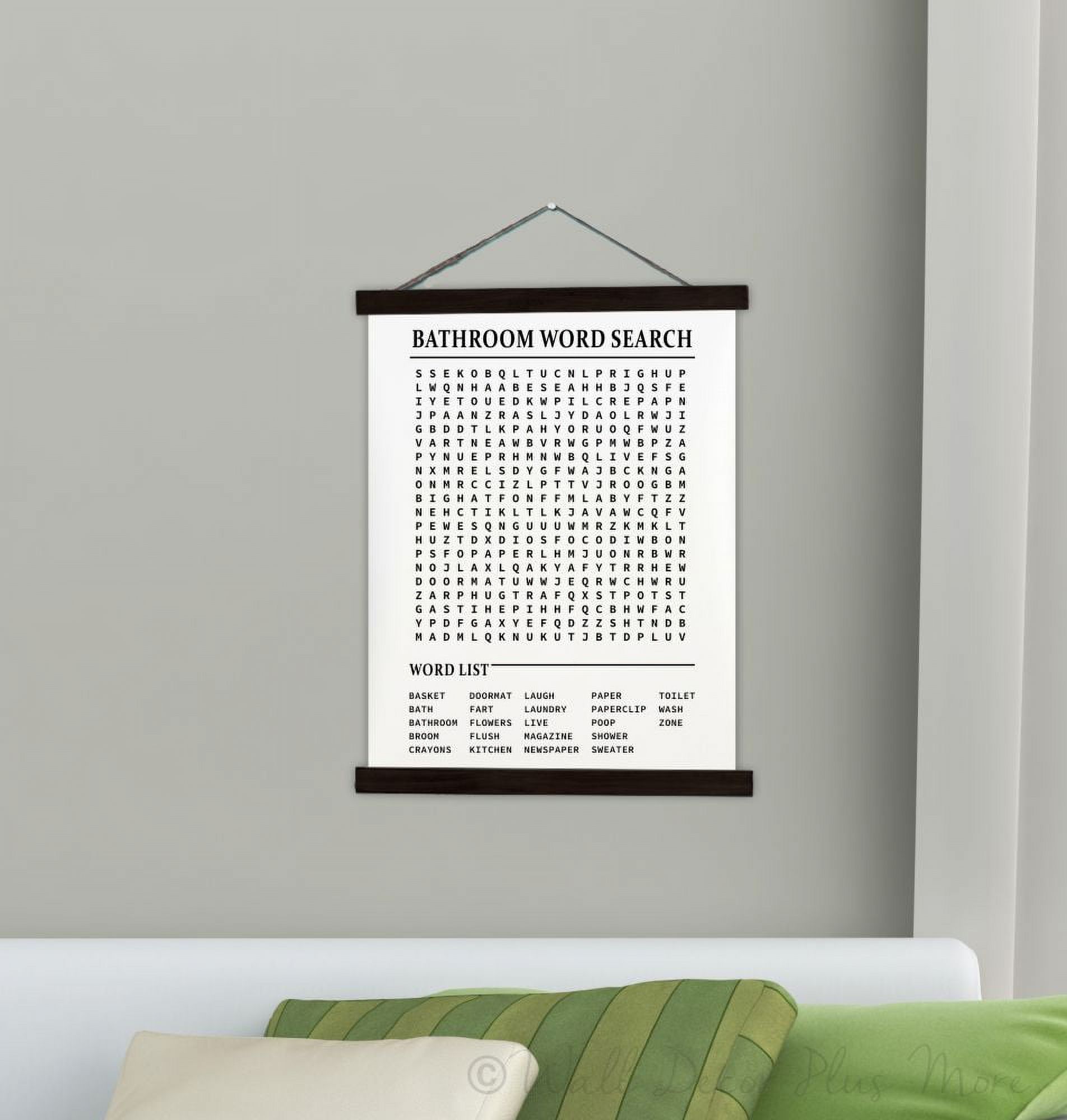 Black Wood, Canvas Sign, Bathroom Word Search Puzzle Fun Décor Print ...
