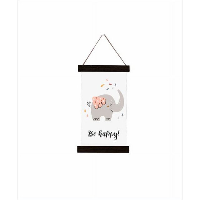 Black Wood, Canvas Sign, Be Happy Kids Room Elephant Décor Sign ...