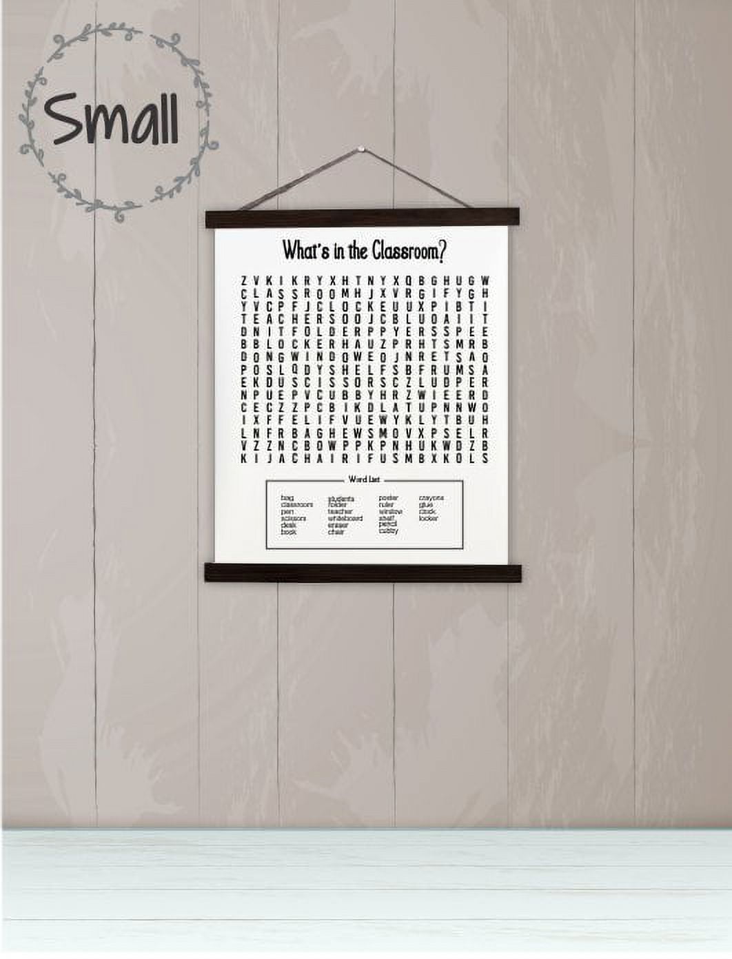 Black Wood, Canvas Sign, Classroom Decor Word Search Puzzle Art Print ...