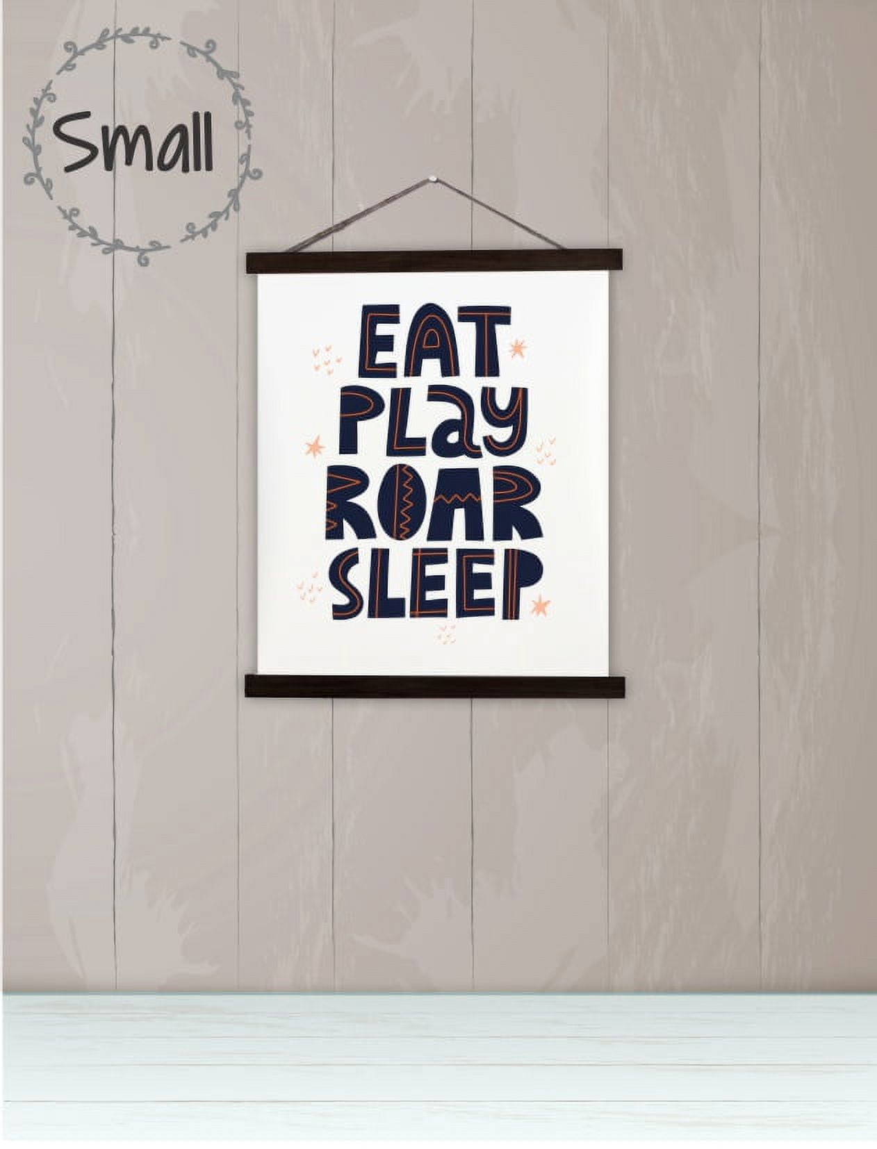 Black Wood, Canvas Sign, Eat Play Roar Sleep Dinosaur Kids Room Dino ...