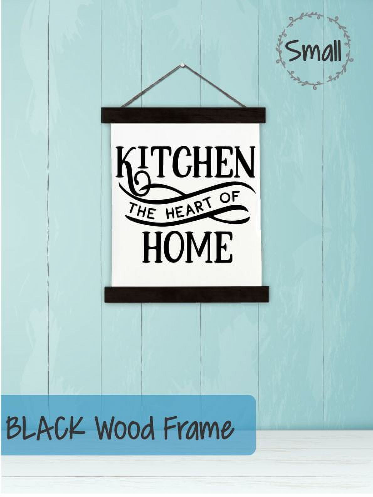 Black Wood, Canvas Sign, Kitchen Decor Print Heart of Home Quote ...