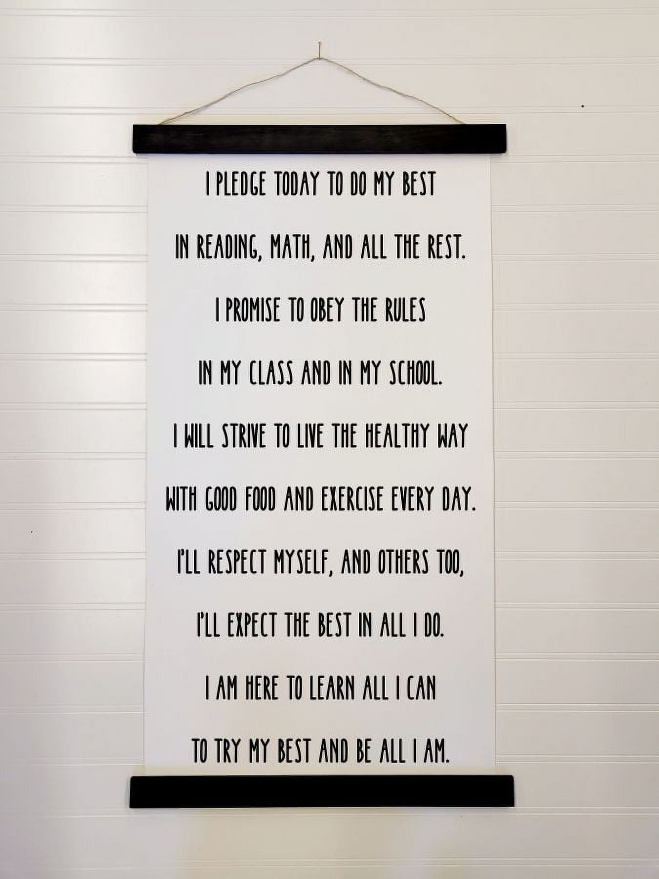 Black Wood, Canvas Sign, Pledge To Do My Best Classroom Wall Decor ...