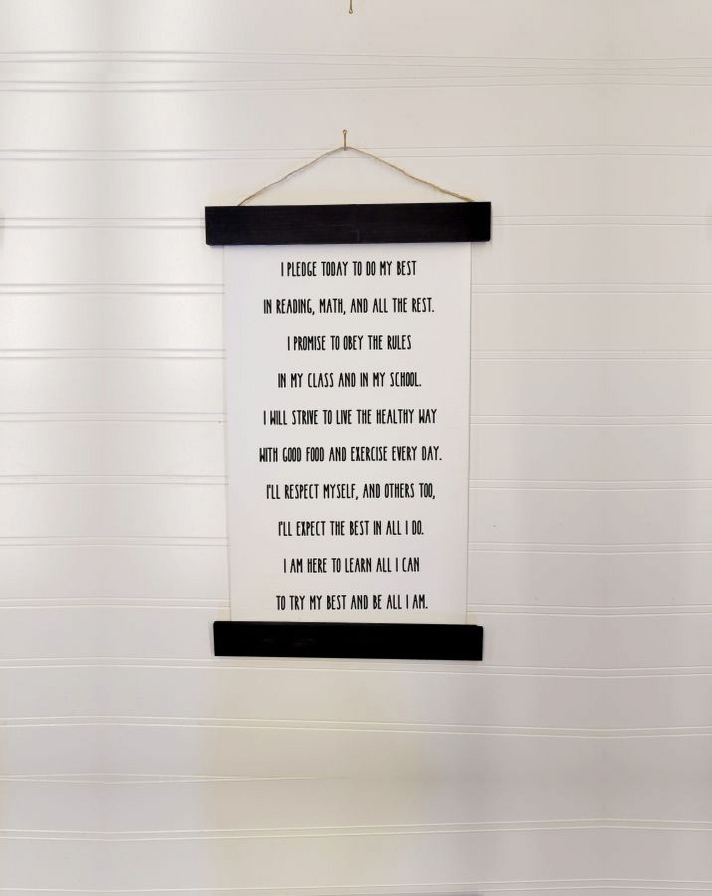 Black Wood, Canvas Sign, Pledge To Do My Best Classroom Wall Decor ...