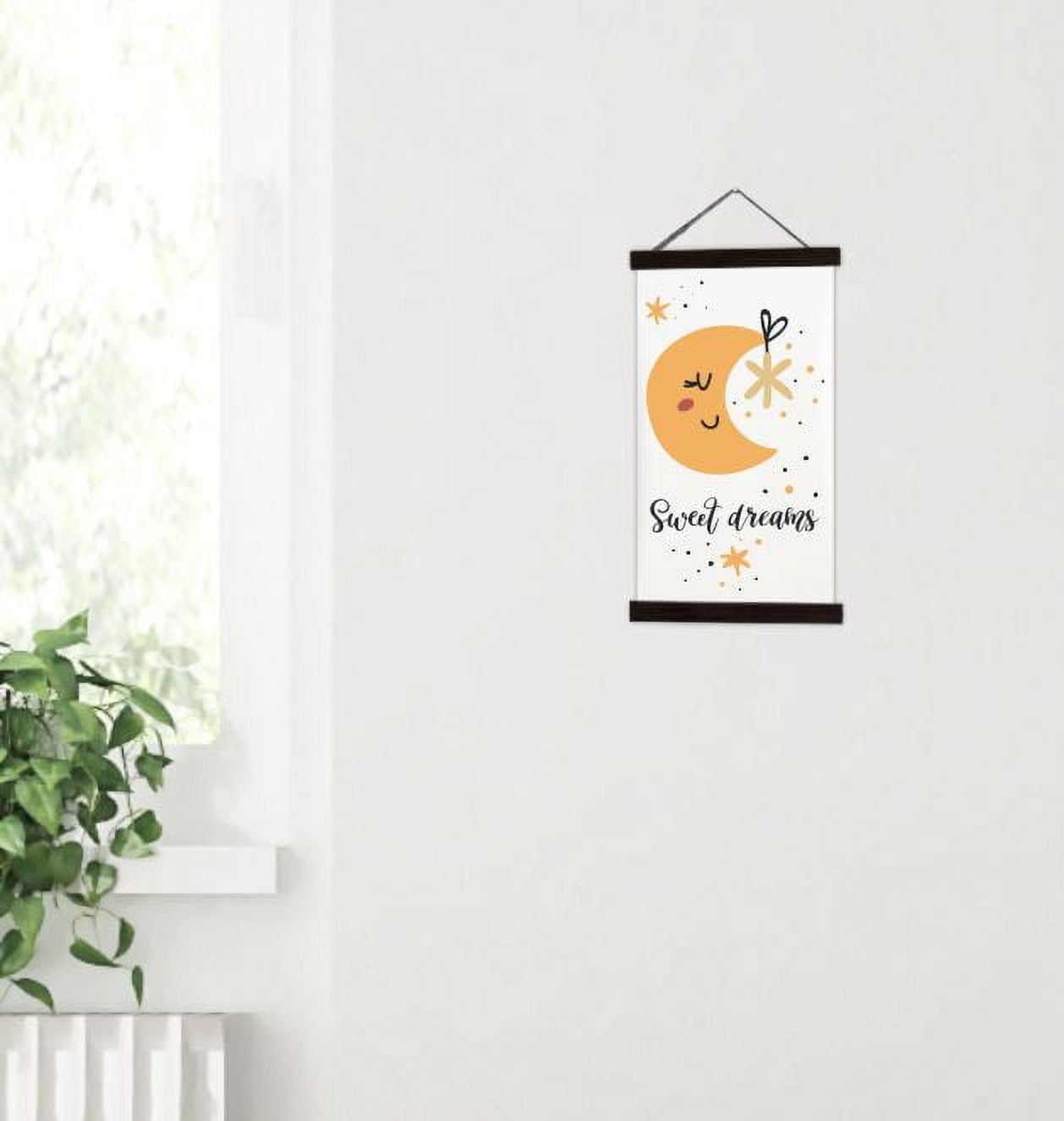 Black Wood, Canvas Sign, Sweet Dreams Kids Nursery Print Moon Stars ...