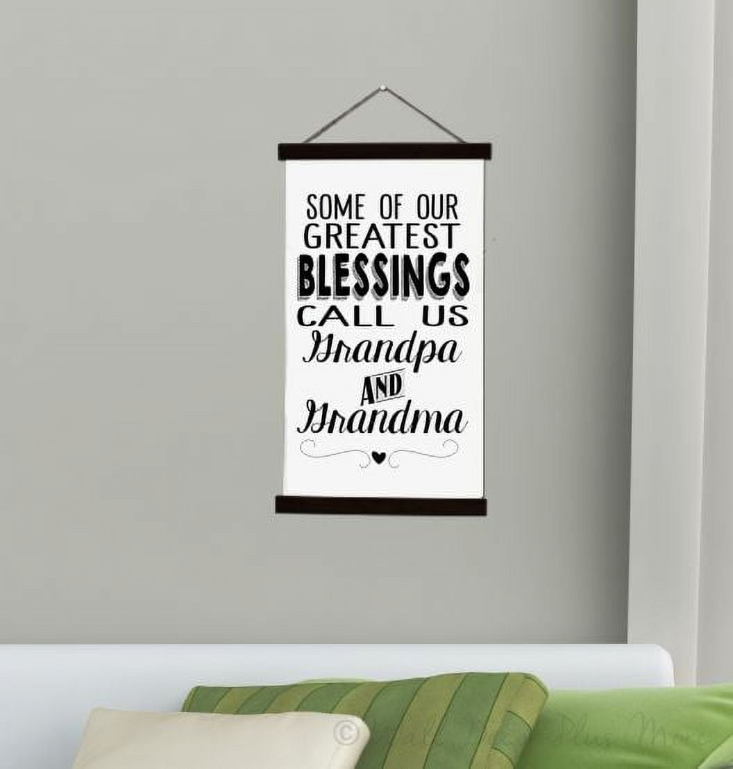 Black Wood Canvas Sign Wall Hanging, Blessings Call Us Grandpa Grandma ...