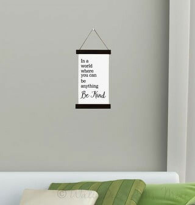 Black Wood Canvas Sign Wall Hanging, In a World Be Kind Bathroom Wall ...