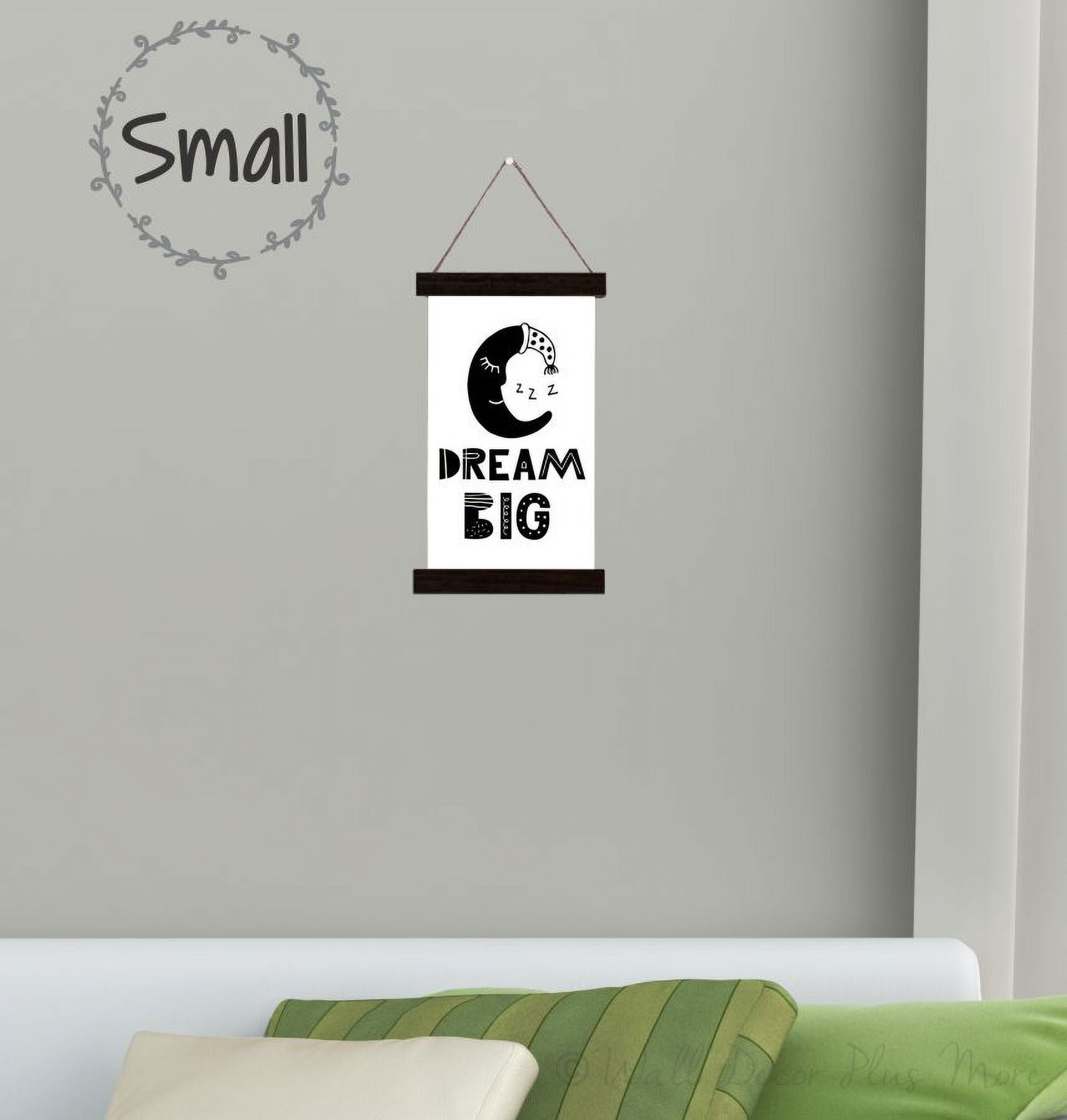 Black Wood, Canvas Sign Wall Hanging Sign Dream Big Kids Décor Moon Art ...