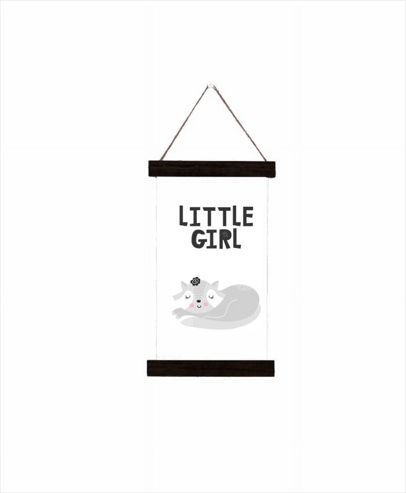 Black Wood, Canvas Sign Wall Hanging Sign Little Girl Cute Kitten Kids ...