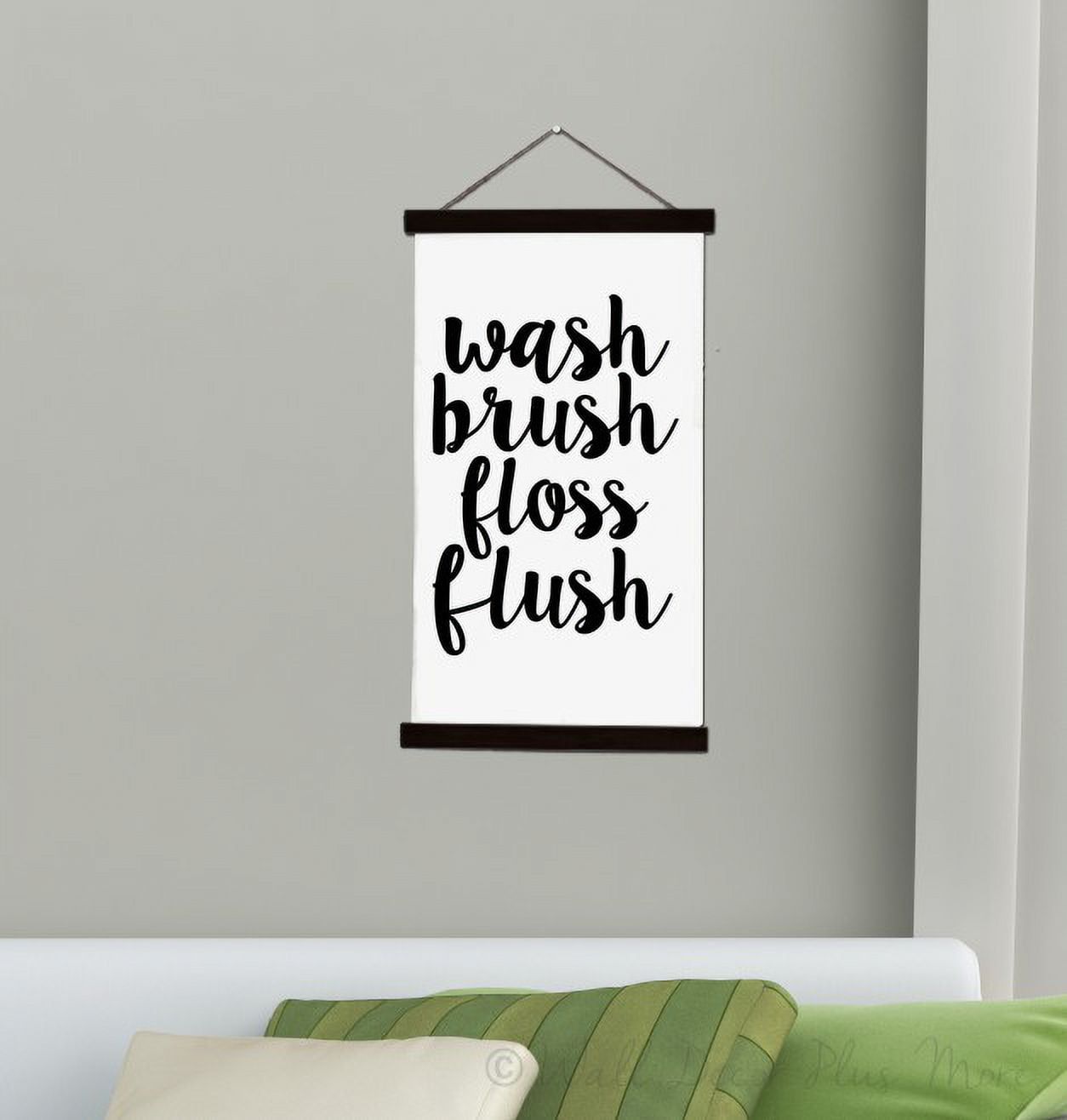Black Wood Canvas Sign Wall Hanging, Wash Brush Bathroom Wall Art Print ...