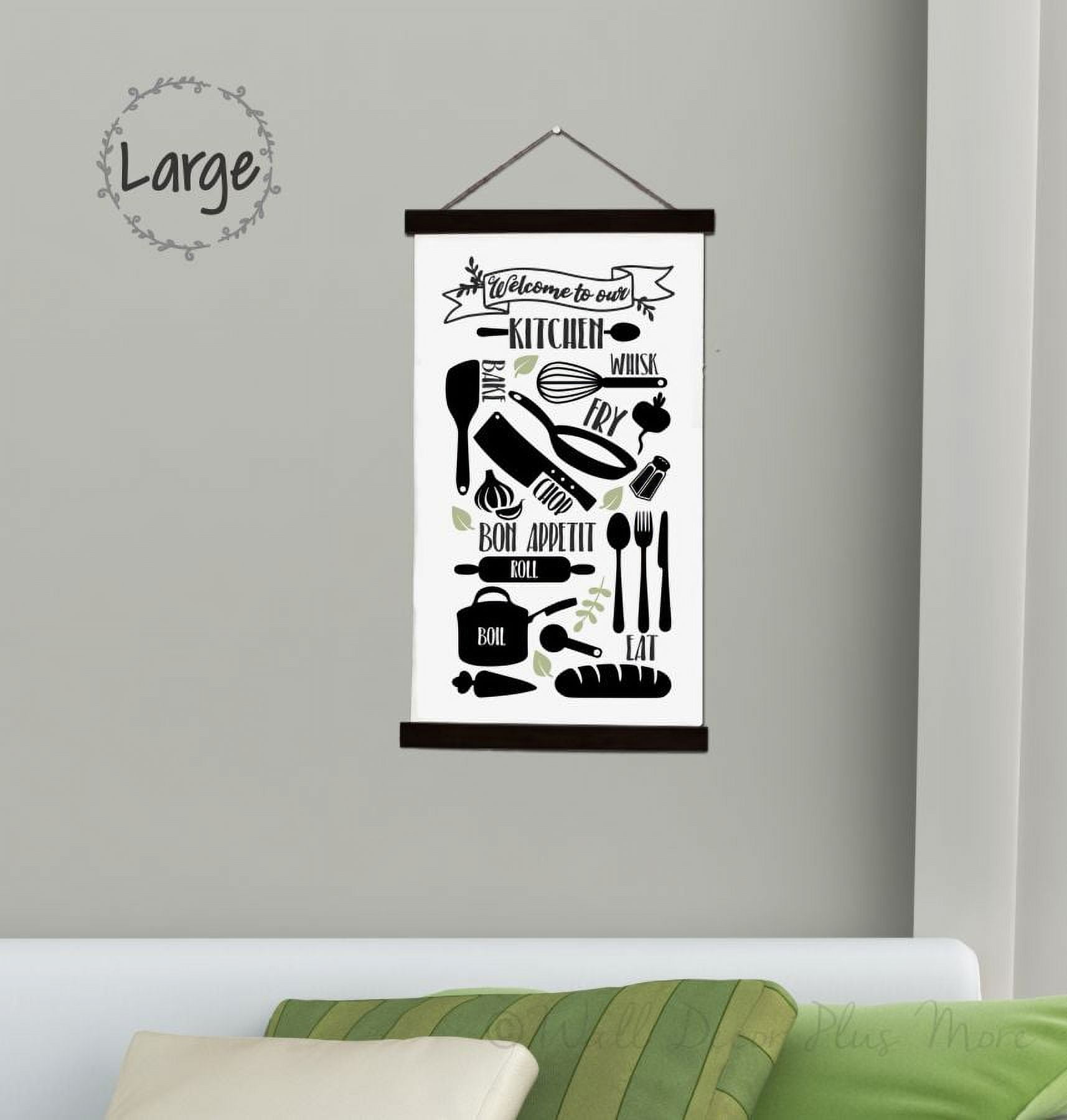 Black Wood, Canvas Sign Welcome to Kitchen Wall Hanging Décor Print ...