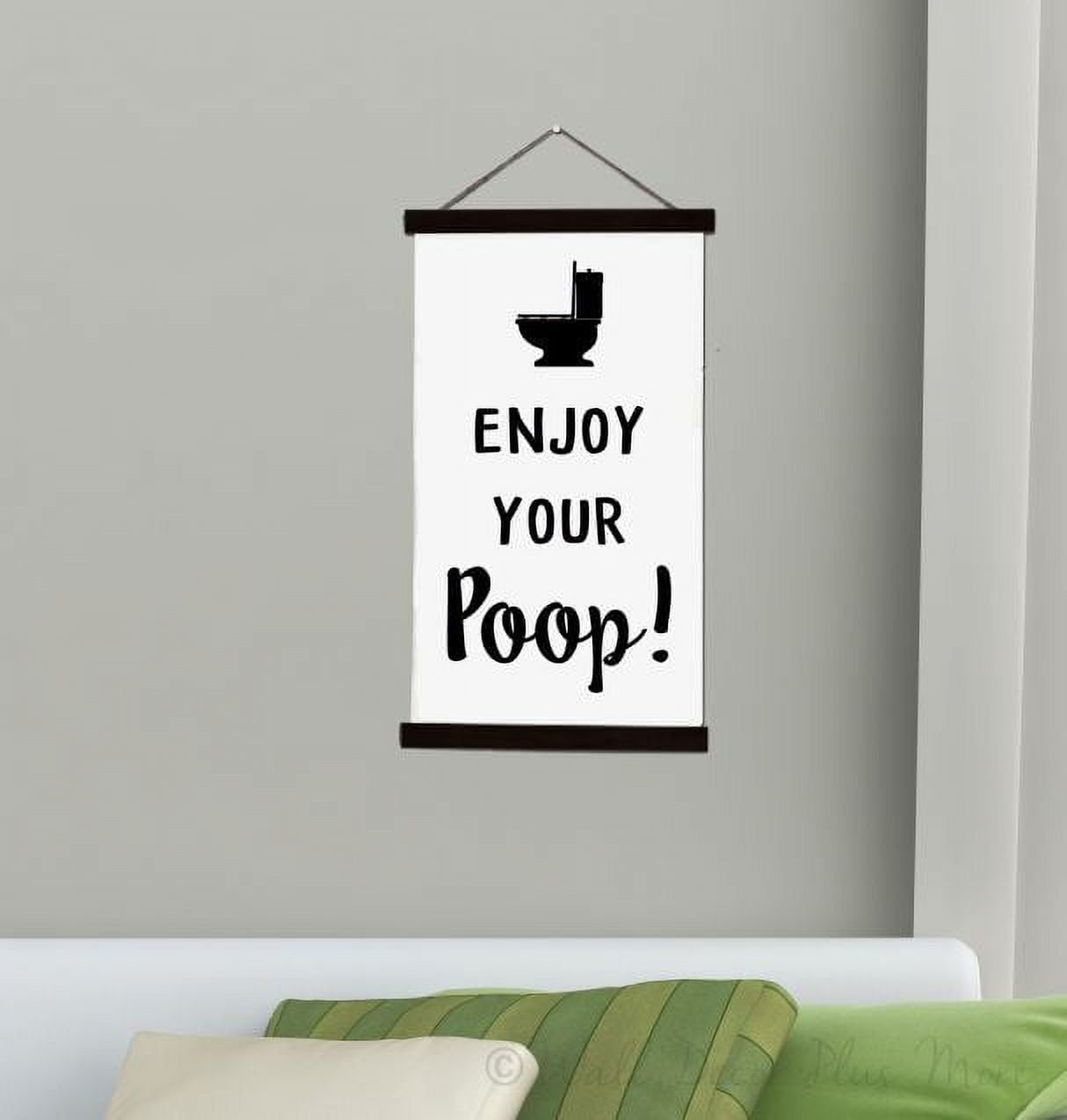 Black Wood & Canvas Wall Hanging Enjoy Your Poop Bathroom Décor Wall ...