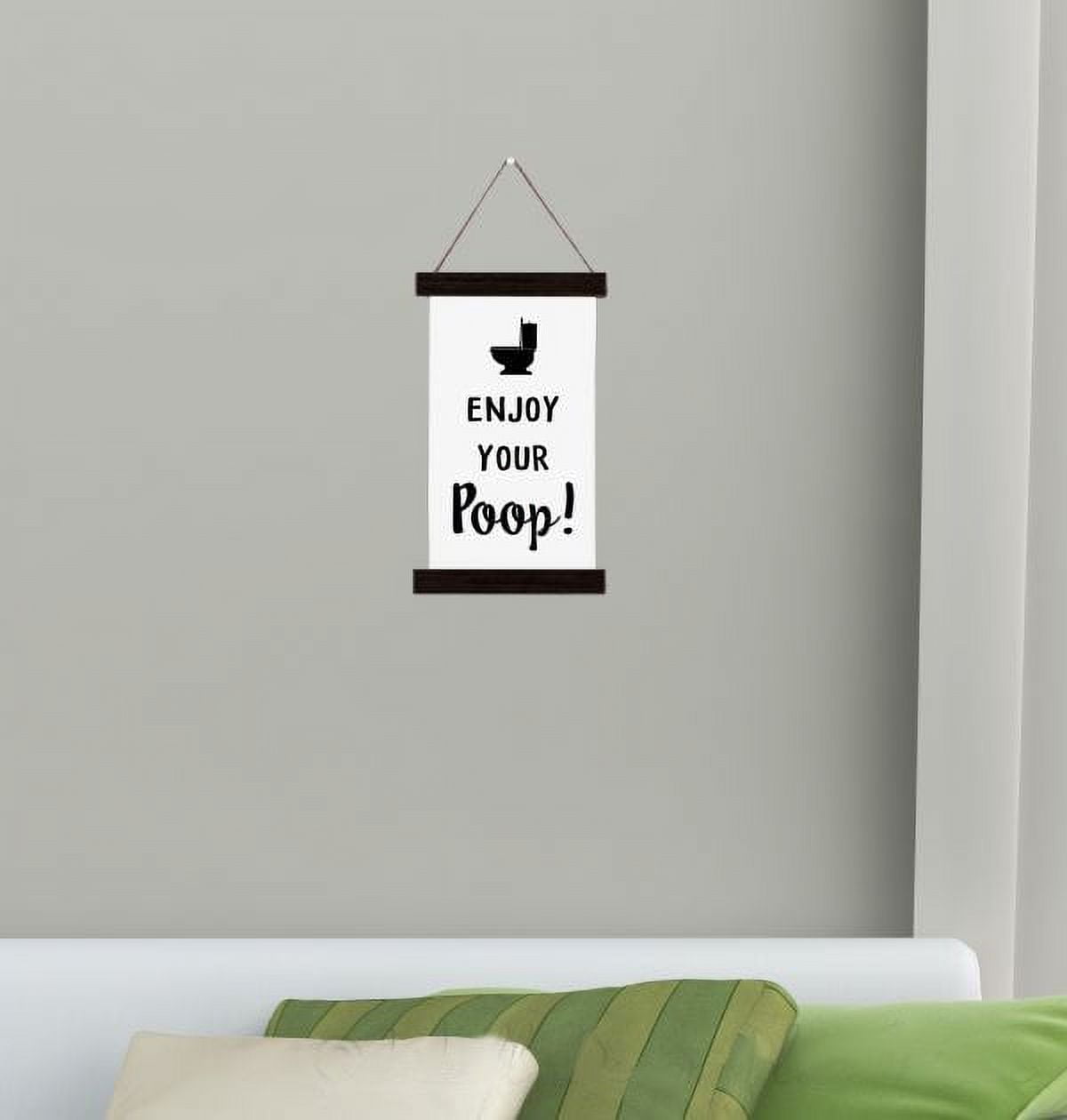 Black Wood & Canvas Wall Hanging Enjoy Your Poop Bathroom Décor Wall ...