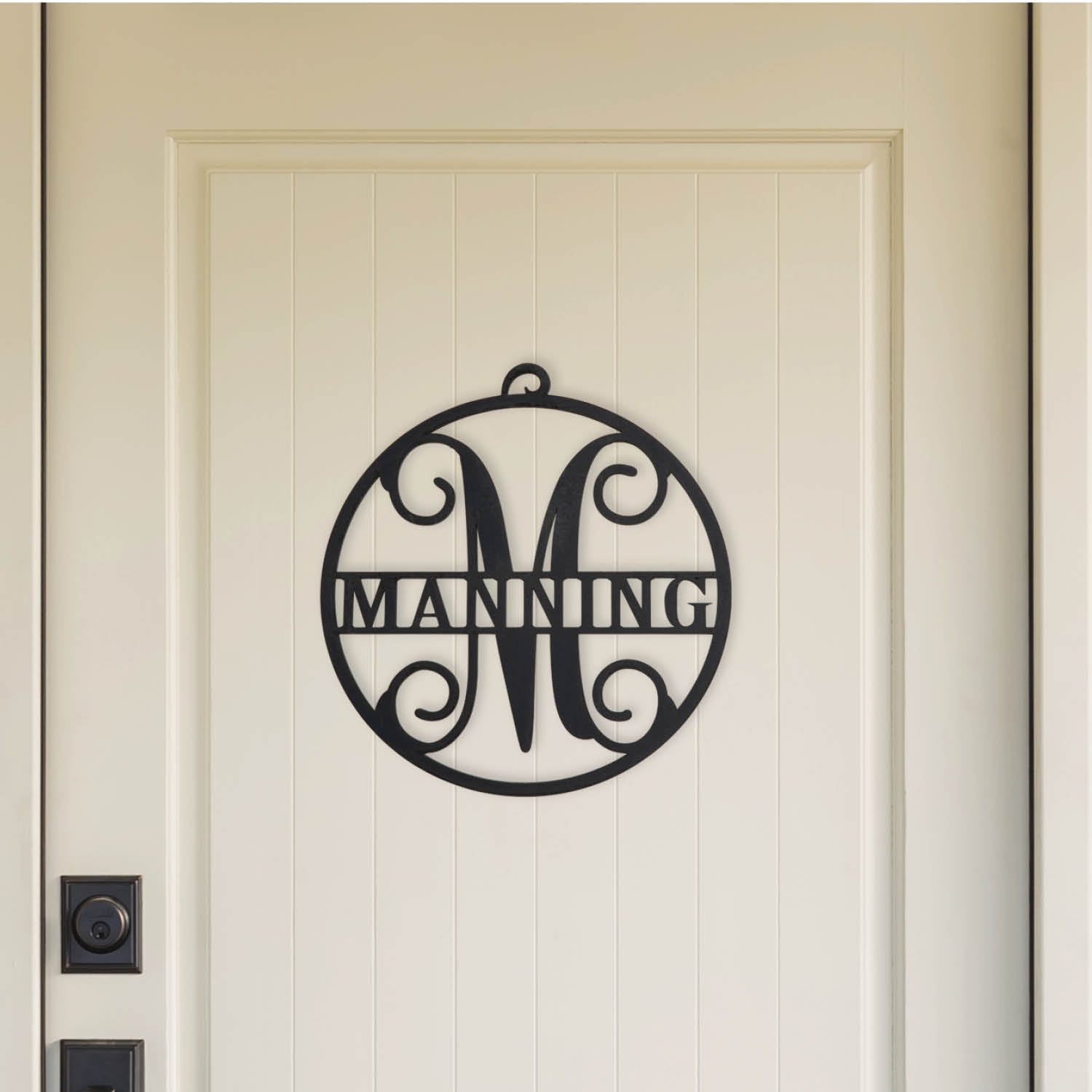 Black Wood Circle Initial Plaque - Walmart.com