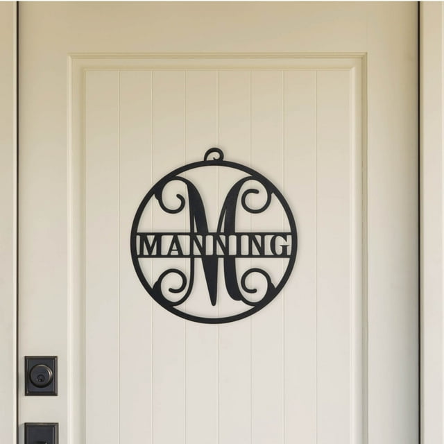 Black Wood Circle Initial Plaque - Walmart.com