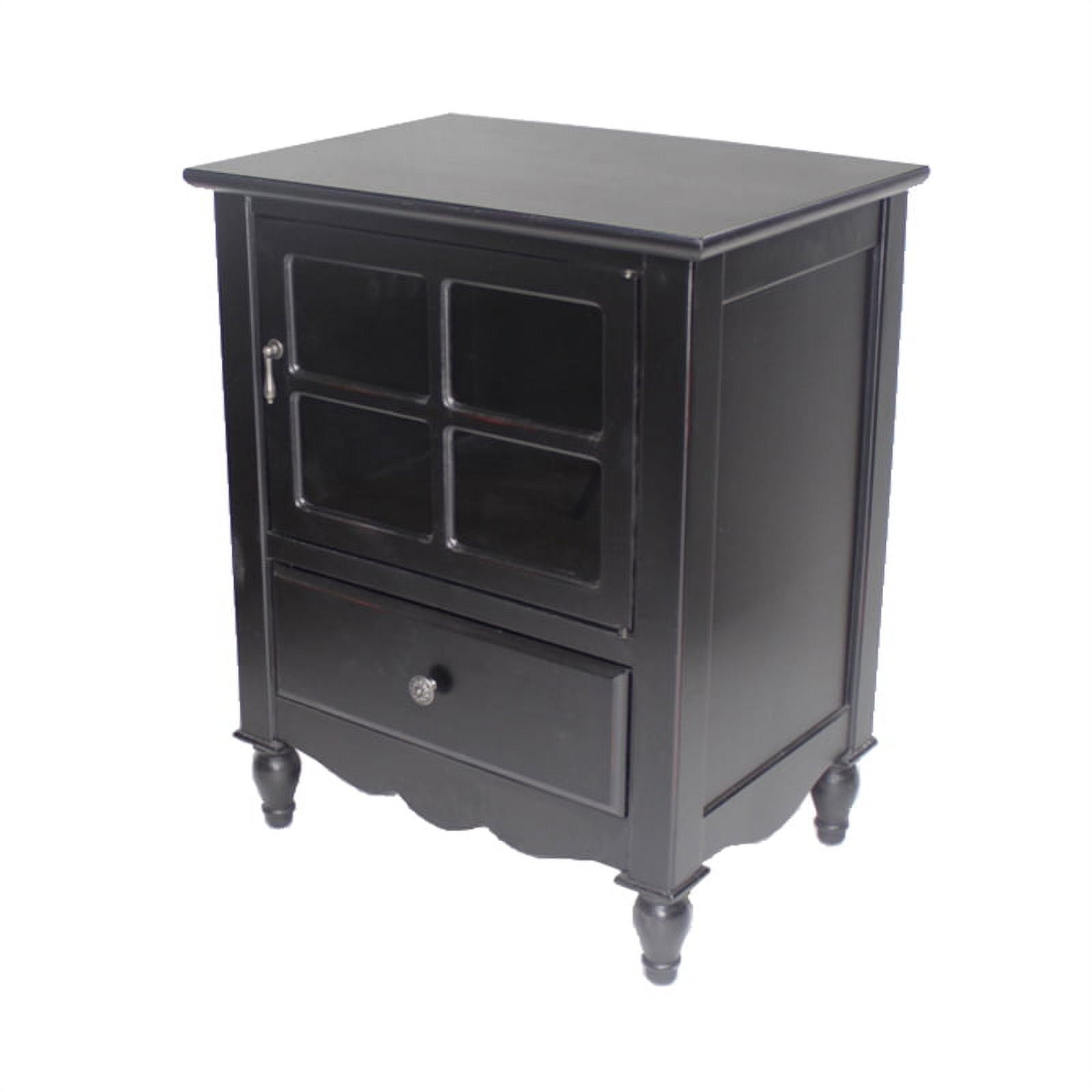 1-Door, 1-Drawer Small Accent Cabinet w/ Paned Glass Inserts - MDF ...
