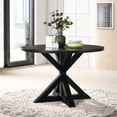 Black Wood Design - 47.25" Dining Table with Cross-Buck Base for Small ...