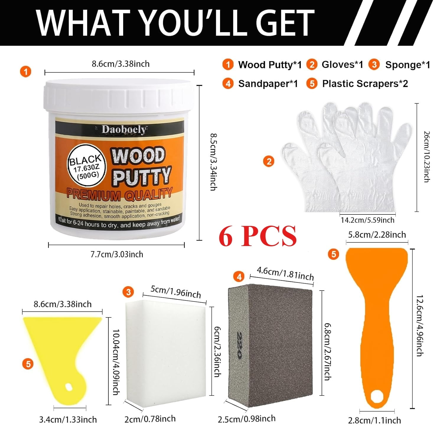 Black Wood Filler Putty Hardware Adhesive, 17.63 Ounce, Paintable ...