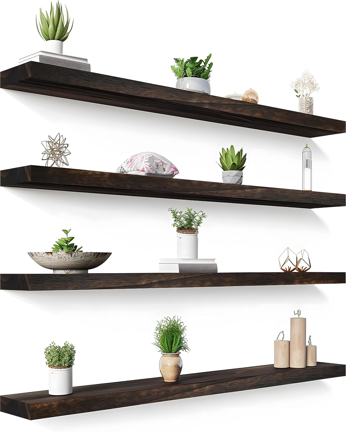 Black Wood Floating Shelves for Wall Rustic Wall Shelves for Bedroom ...