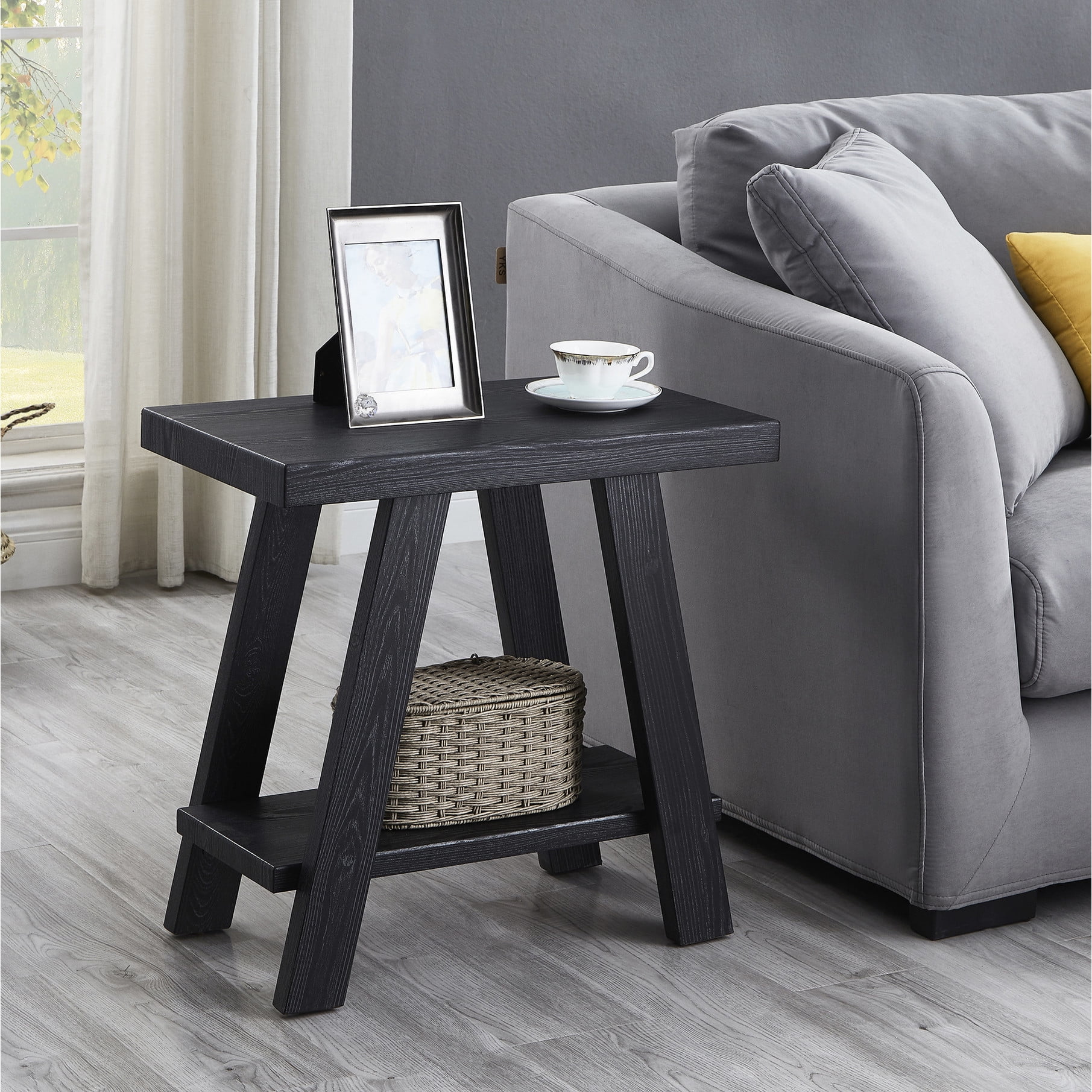 Black Wood - Grain Appearance - Under - Table Storage Shelf - Living ...