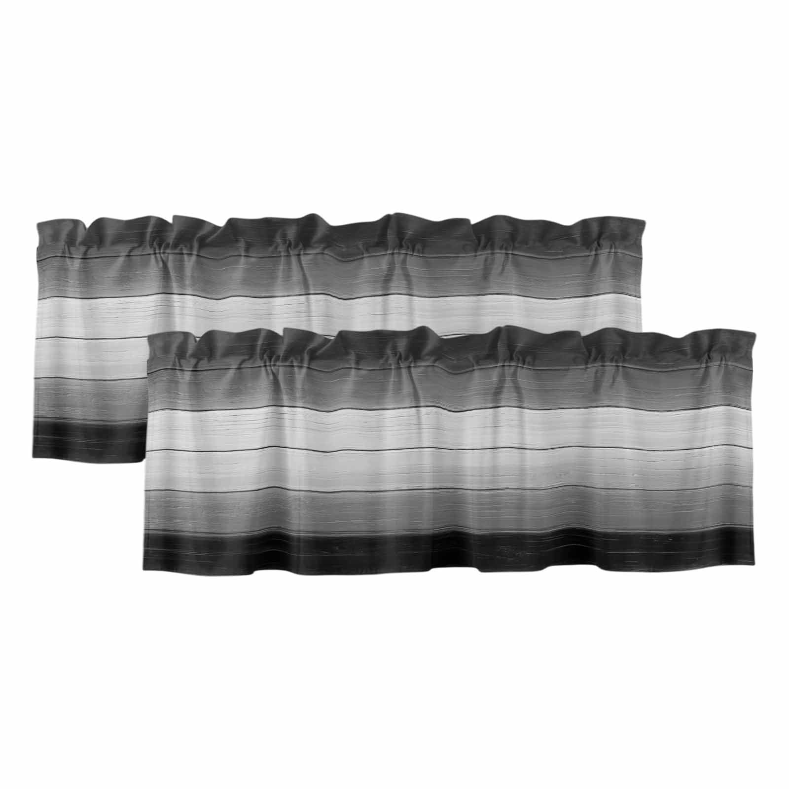 Black Wood Grain Window Valance, Grey Gradient Wooden 2 Pack Decorative ...