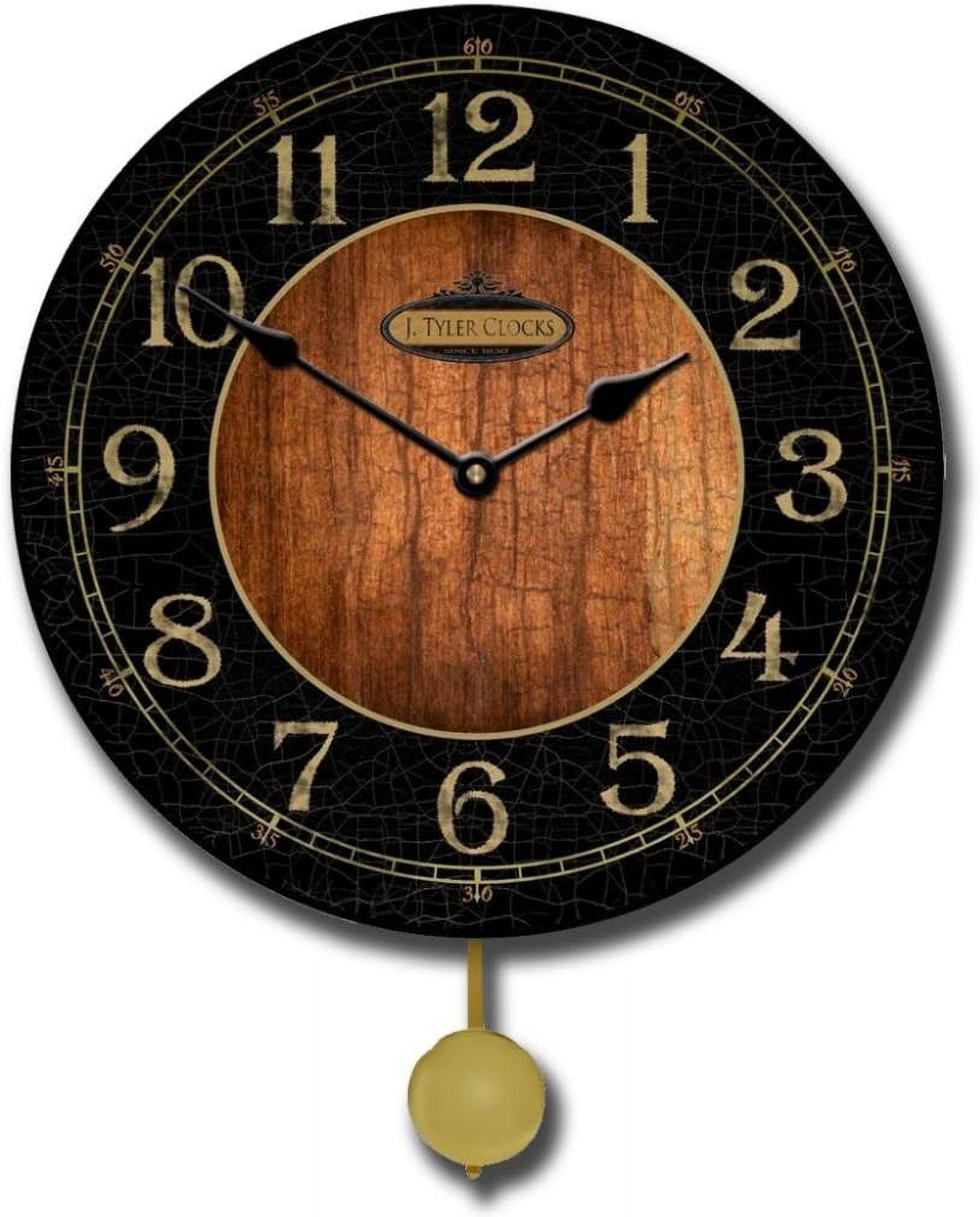 Black & Wood Pendulum Wall Clock | Ultra Quiet Quartz Mechanism | Hand ...