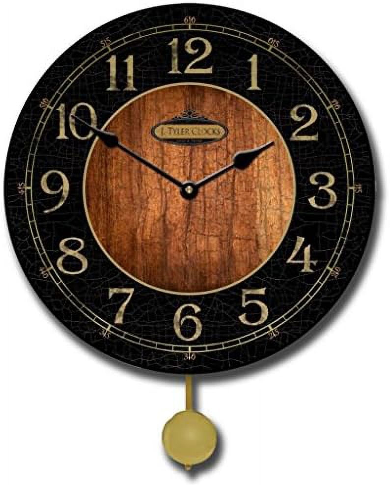 Black & Wood Pendulum Wall Clock | Ultra Quiet Quartz Mechanism | Hand ...