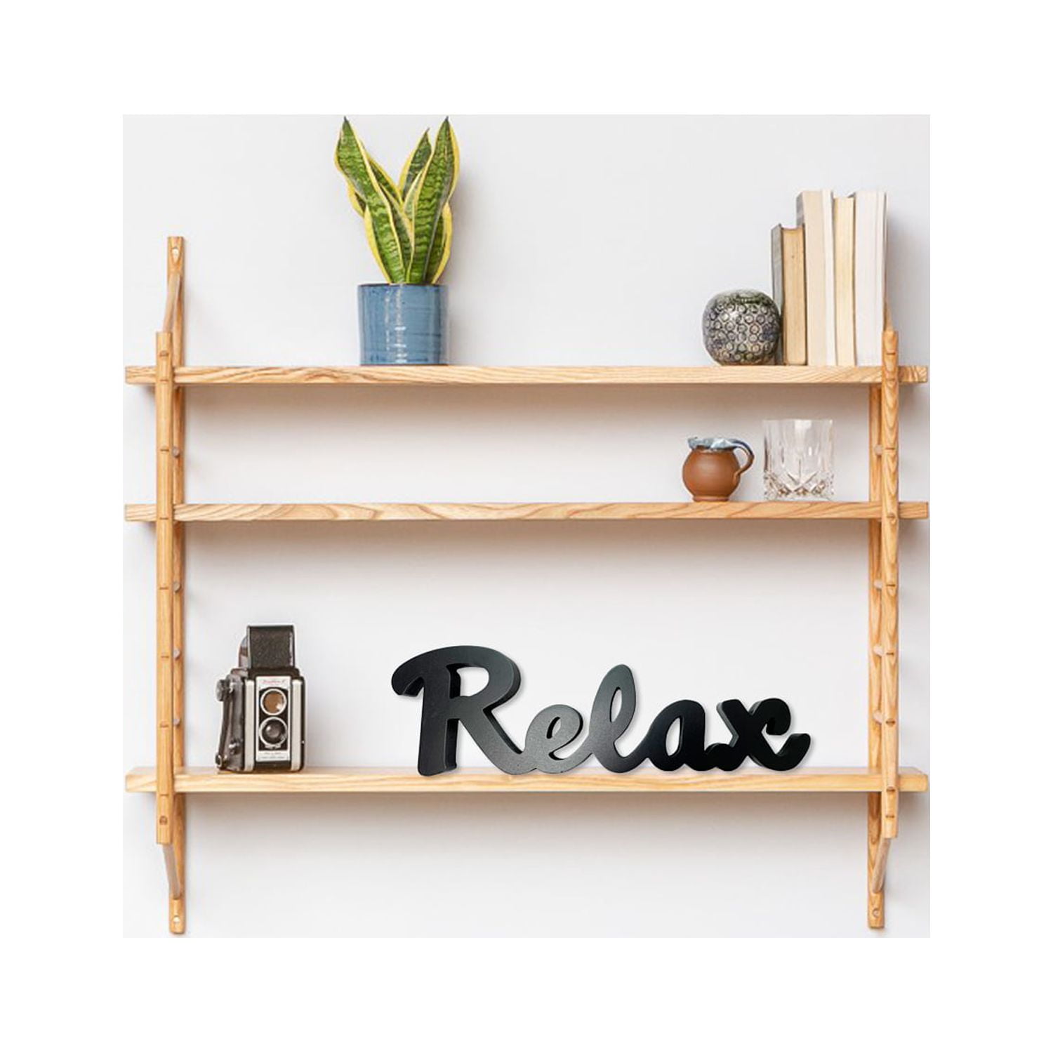 Black Wood Relax Cut-Out Wall Sign Free Standing Tabletop Sign Wooden ...