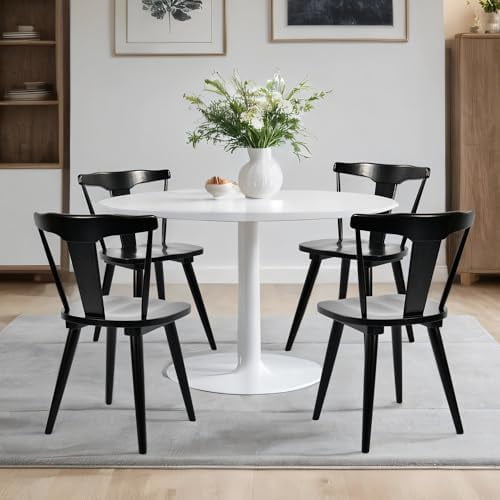 Black Wood Wishbone Dining Chairs Set of 4,Mid Wishbone Dining Chairs ...