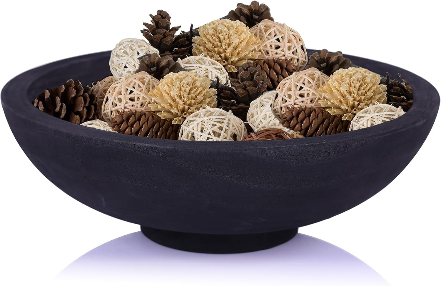 Black Wooden Bowls Decorative, Large Wooden Bowl Farmhouse Table ...