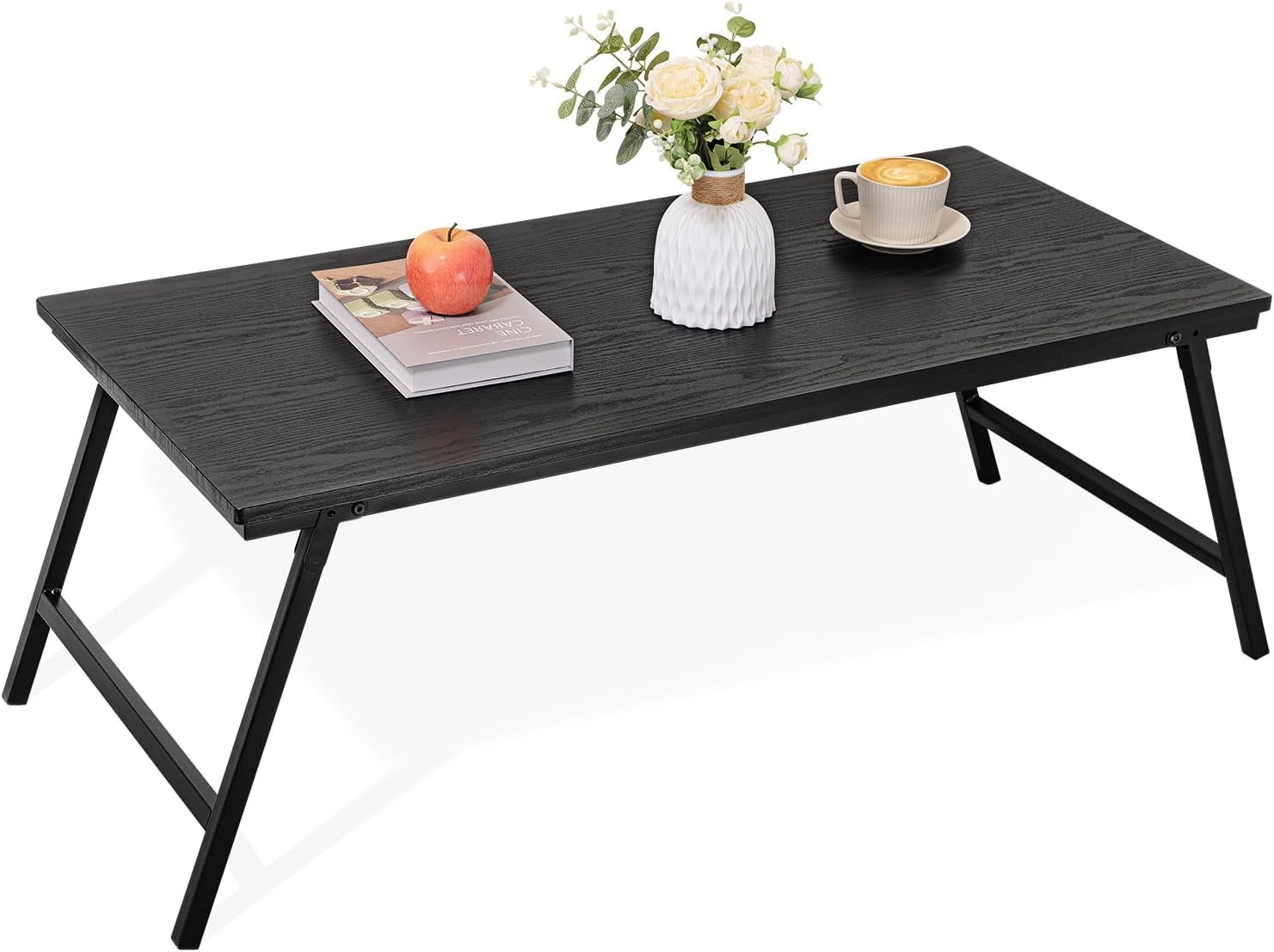 Black Wooden Coffee Tables for Living Room Folding Floor Table Desk for ...