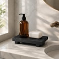 Black Wooden Display Stand, Elevated Rectangular Tray with Legs for ...