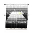 Black Wooden Grain Kitchen Curtains Set for Windows 3 Piece Cafe ...