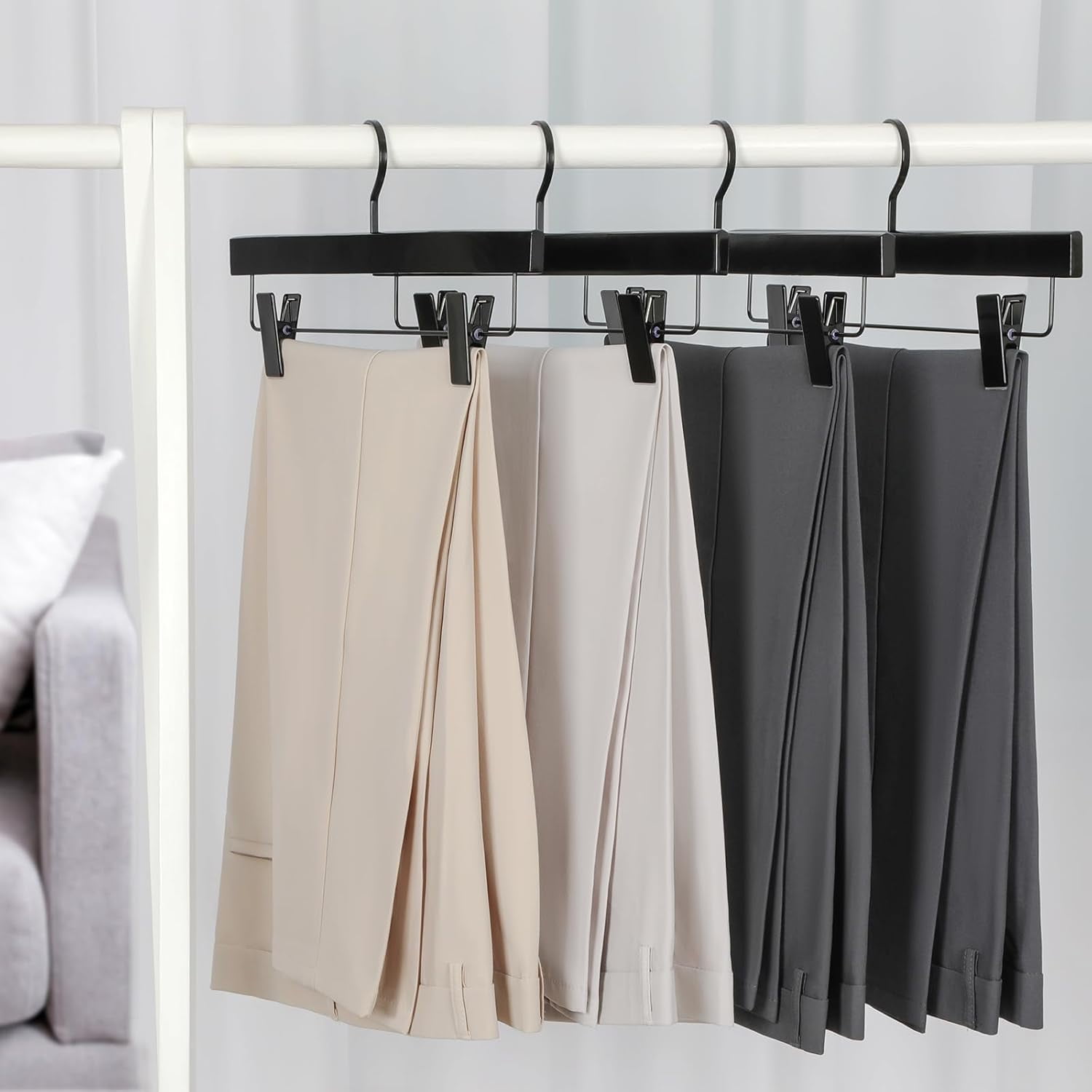 Wooden Pants Hanger with 360° Swivel, Anti-Rust Flat Hook, 20 Pack for ...