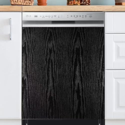 Black Wooden Texture Dishwasher Magnet Cover, Pure Wood Color Vinyl ...