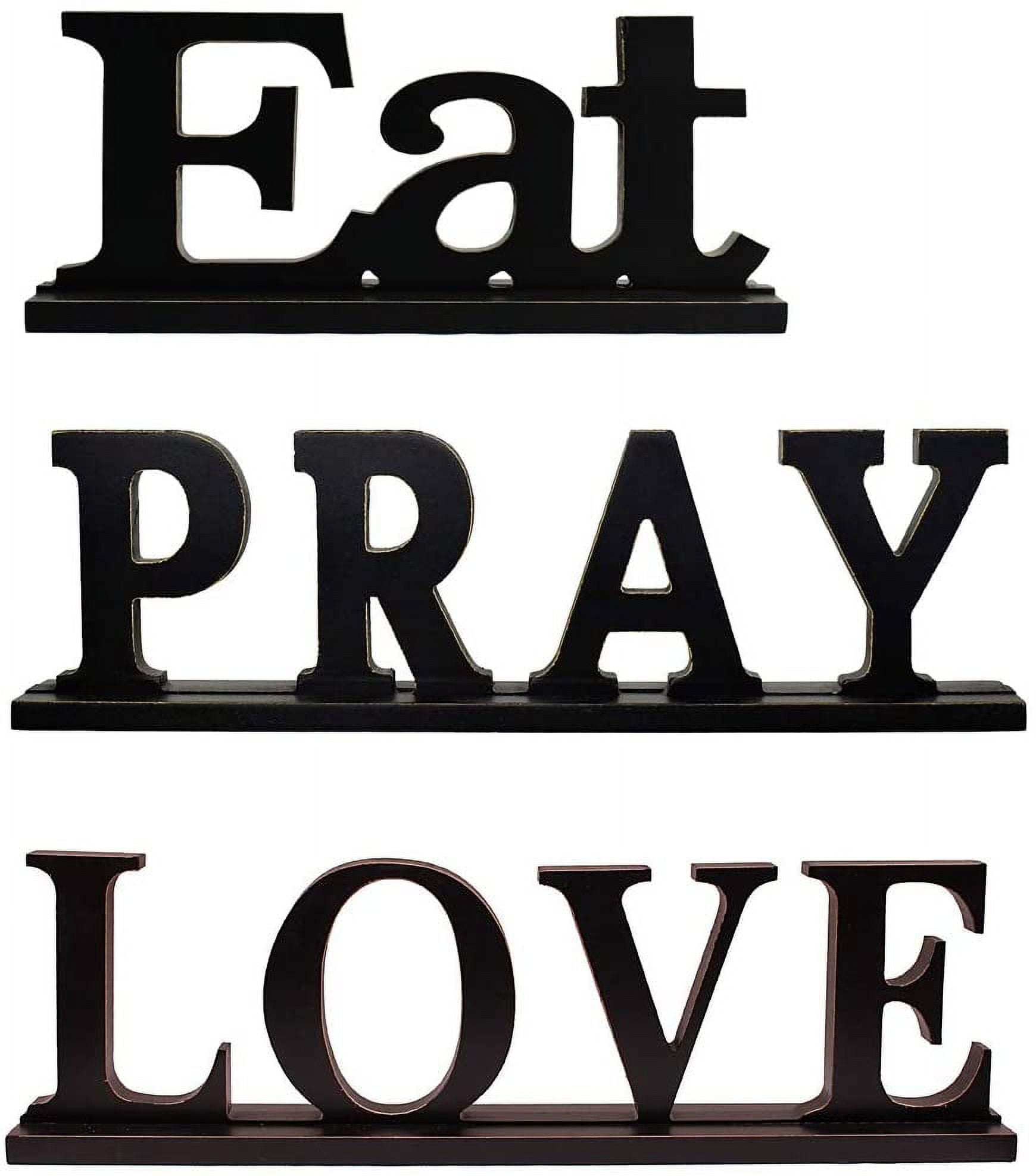 Black Word Sign Tabletop Decor, Distressed Wooden Cutout Word Decor ...