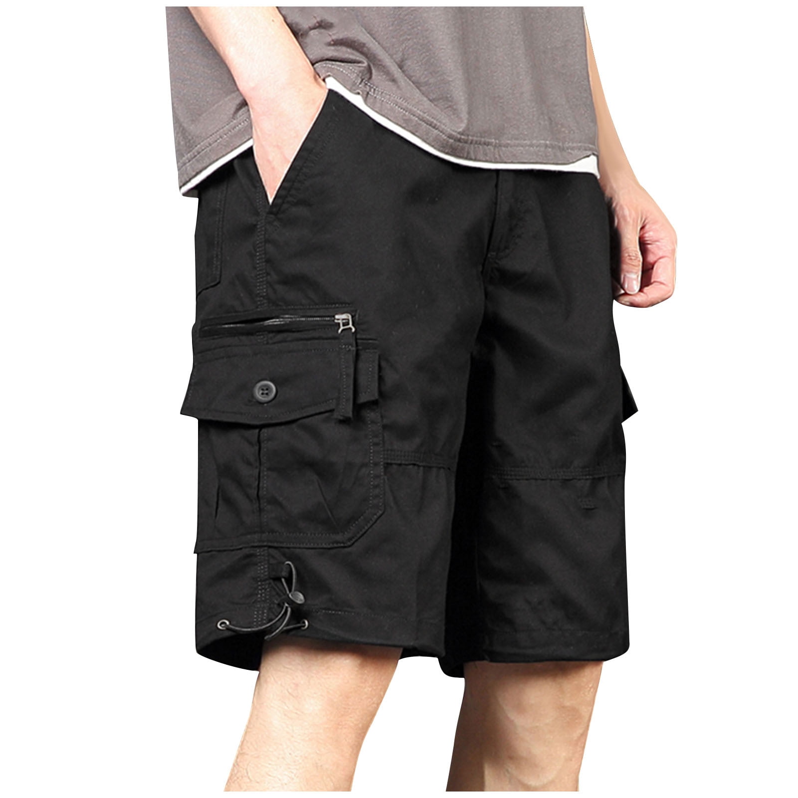 Black Work Cargo Sport Gym Jogger Going Out Button Up Zip Up Pants for ...