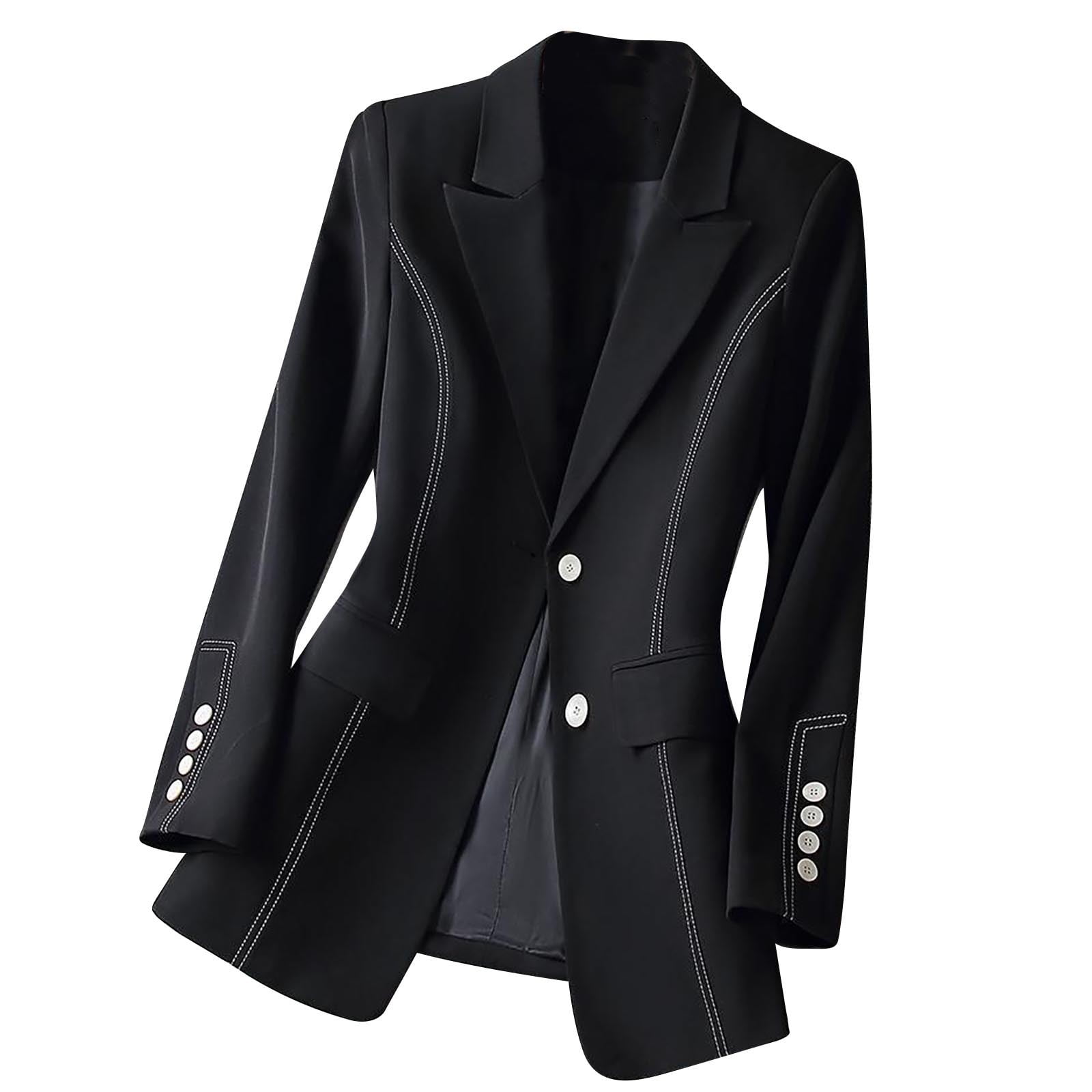 Black Work Office Modest Lounge Button Jackets for Women Winter Fall ...
